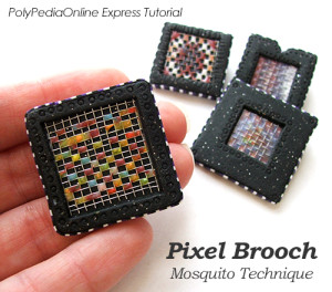 Polymer Clay Tutorial - Mosquito Technique High-Tech Pixel Frame Brooch ...